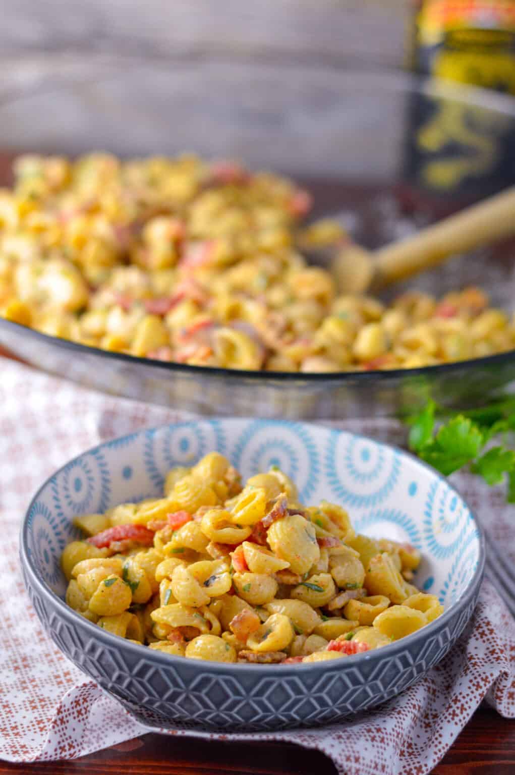 Fire Roasted Pepper & Bacon Spicy Pasta Salad - Whole Made Living