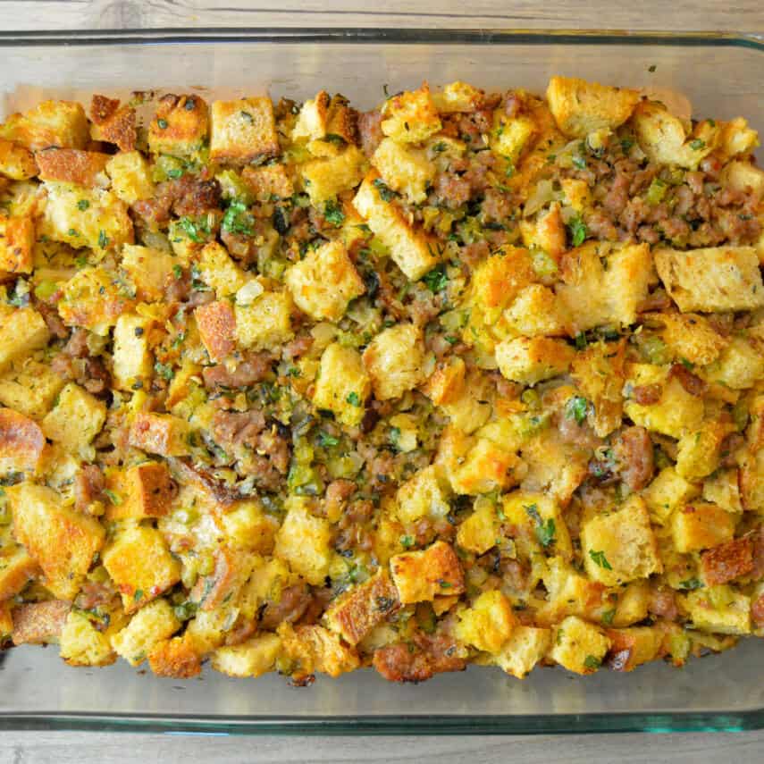 Sourdough Bread Stuffing with Sausage and Herbs - Whole Made Living